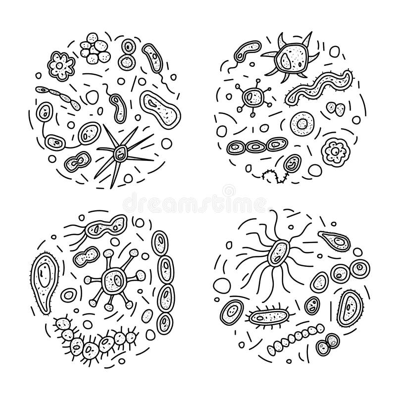 Bacteria Cells Set Composition. Vector Illustration. Stock Vector ...