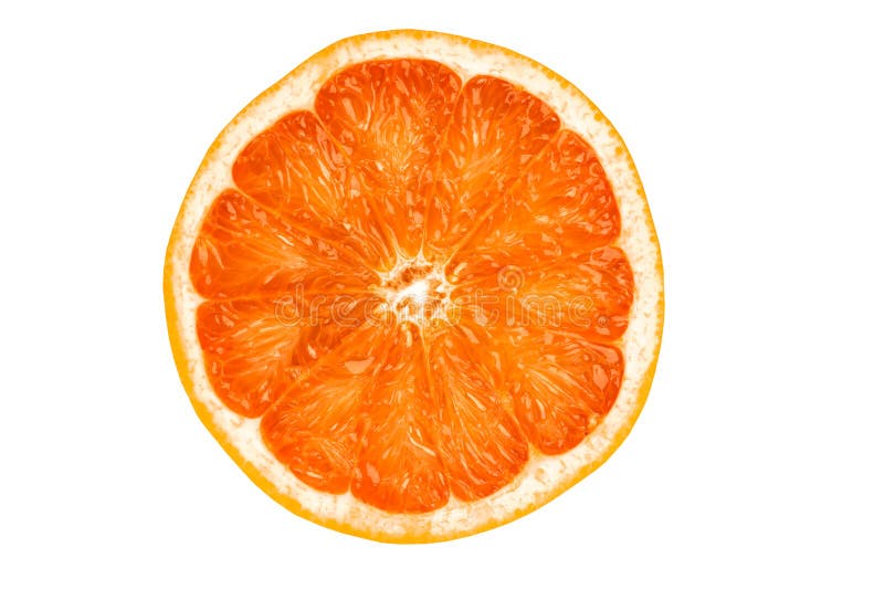 Round Slice of Ripe Tasty Orange Isolated on White Stock Photo - Image ...