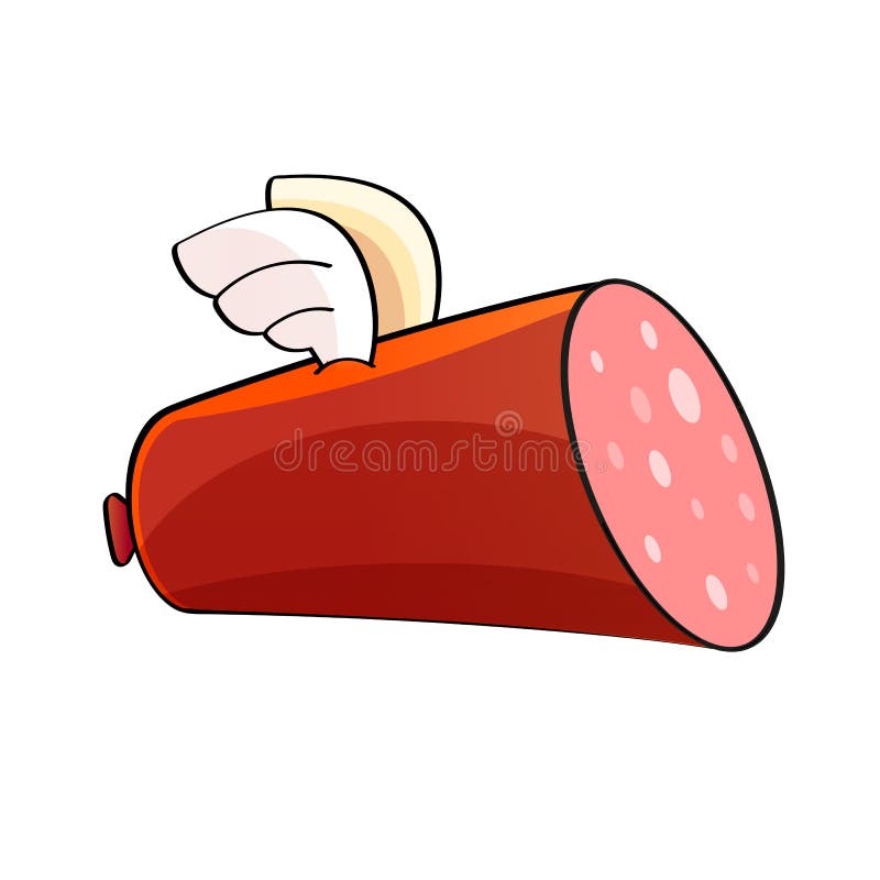 Round Slice of Sausage Salami Vector Flat Material Design Isolated ...