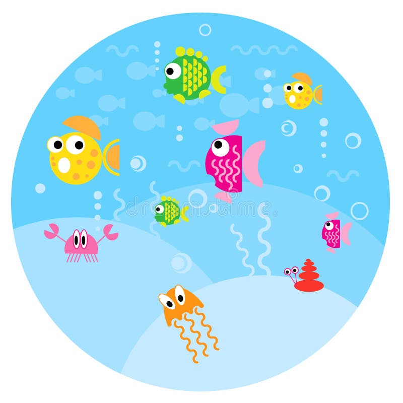 Round small fun fishes stock vector. Illustration of happiness - 32079041