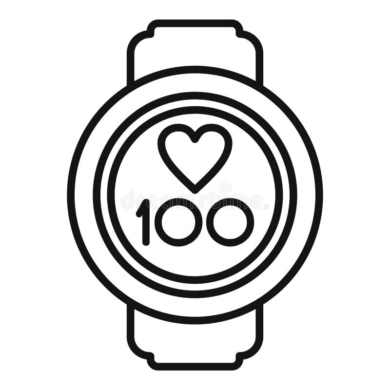 Round Smart Watch Icon Outline Vector. Device Digital System Stock ...