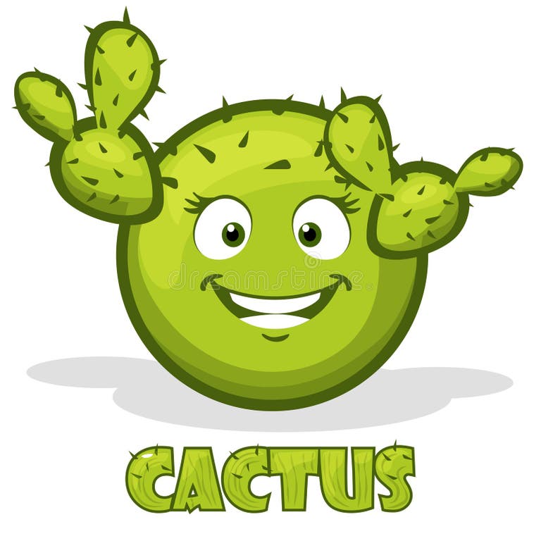 Round Smiley Cactus and Text in Vector Stock Vector - Illustration of ...