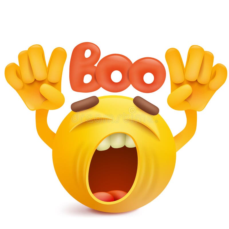 Round Smiley Face Emoji Making Boo Gesture Stock Illustration ...