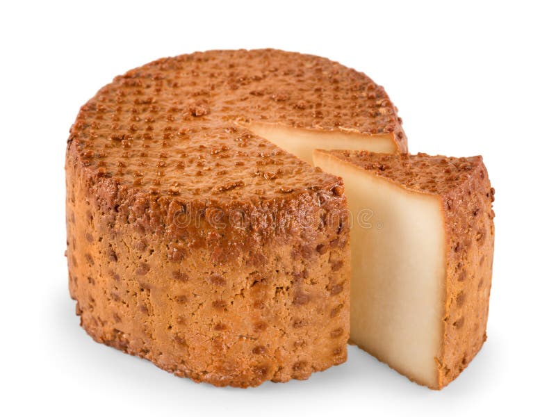 Round Smoked Cheese With Segment Cut Angle View Isolated Stock Image ...