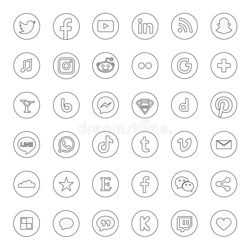 Round Social Media or Social Network Flat Vector Icon for Apps and ...