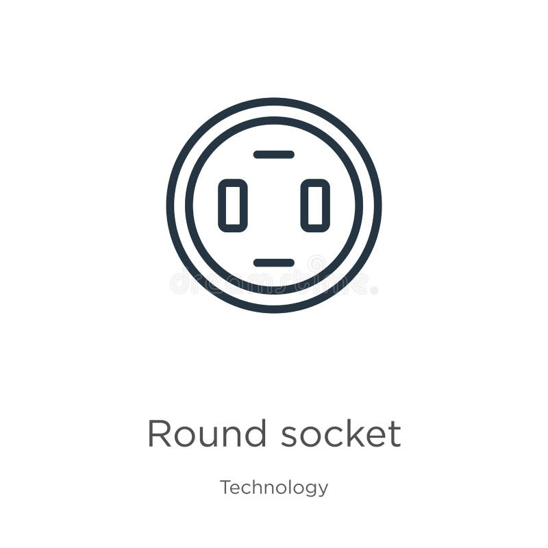 Round Socket Icon. Thin Linear Round Socket Outline Icon Isolated on ...