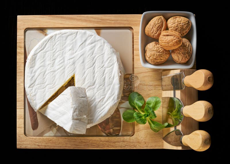 Round Soft Cheese, with a Section Cut Stock Photo - Image of organic ...