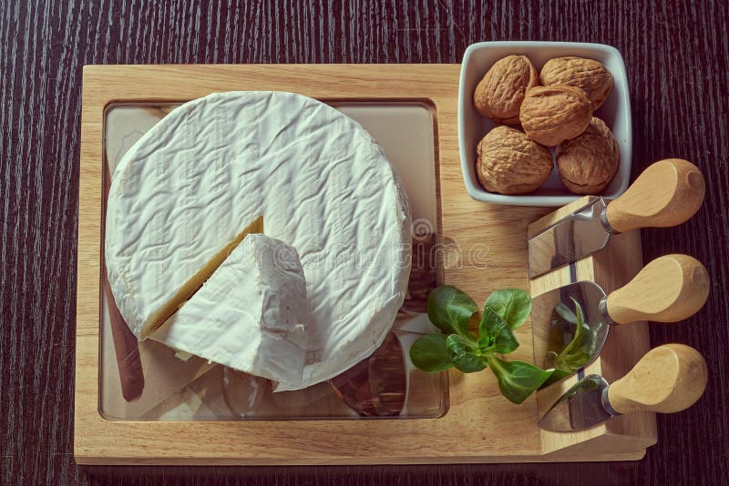 Round Soft Cheese, with a Section Cut Stock Image - Image of isolated ...