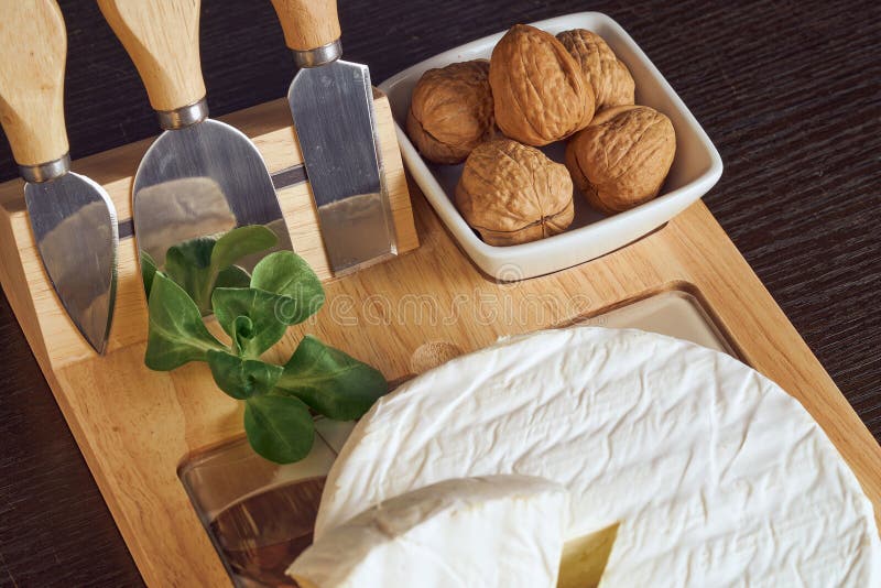 Round Soft Cheese, with a Section Cut Stock Image - Image of grocery ...