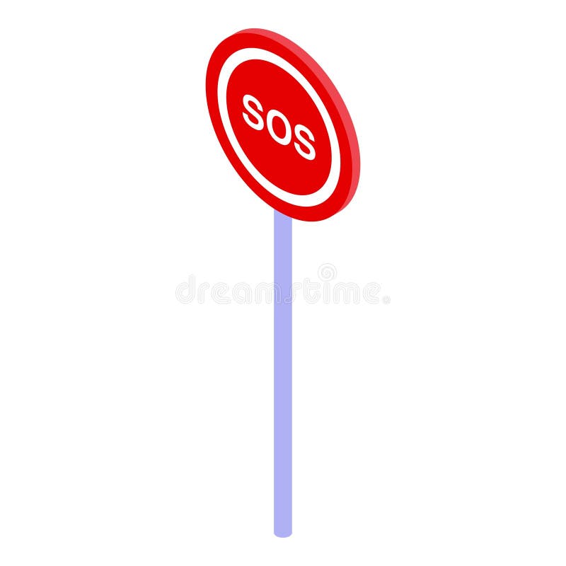Round Sos Sign Standing on Blue Pole Isometric Icon Stock Vector ...