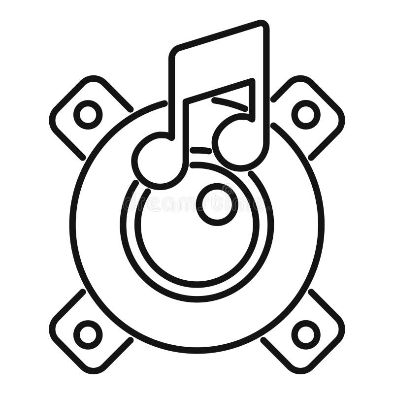 Round Speaker Playing Music with Note Icon Stock Vector - Illustration ...