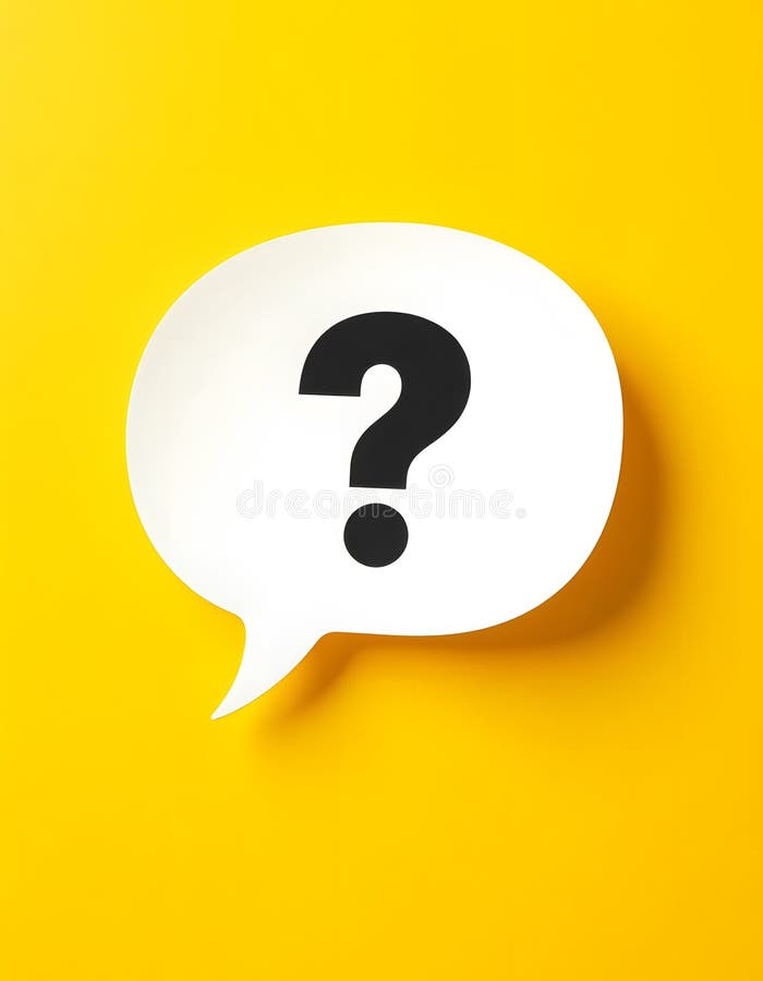 Round Speech Bubble with Question Mark and Yellow Background Stock ...