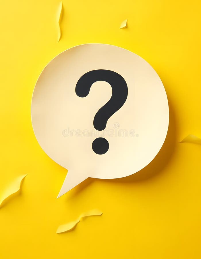 Round Speech Bubble with Question Mark and Yellow Background Stock ...