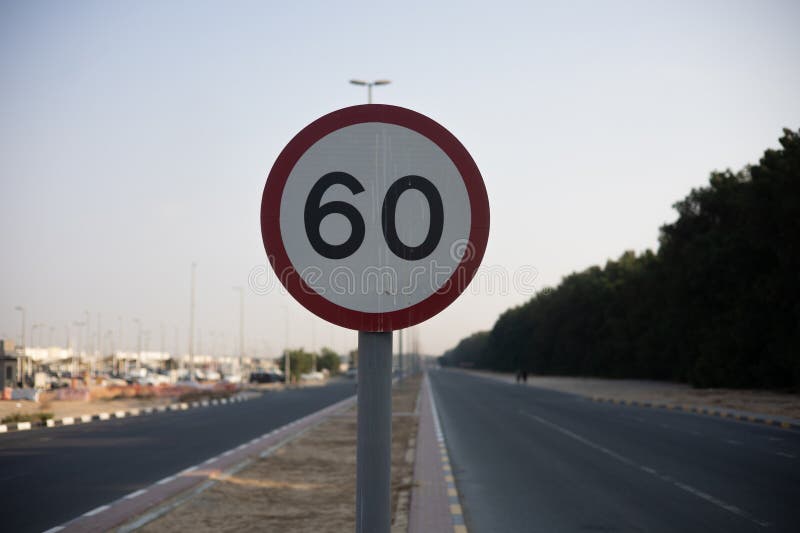 Round Speed Limit 60 Traffic Road Sign Stock Image - Image of road ...