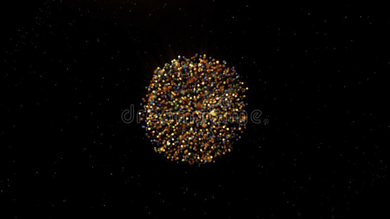 Round Spherical Object of Many Small Glowing Particles. Motion Stock ...