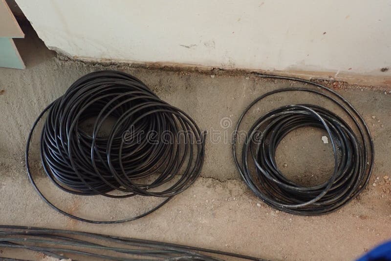 Round Spiral of a Black Electrical Wire Stock Image - Image of ...