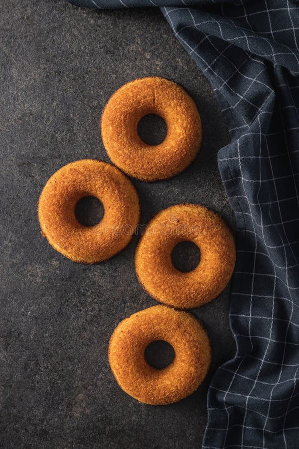 Round Sponge Cake Dessert. Sweet Donut Stock Image - Image of black ...