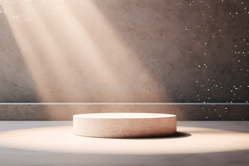 Round Spotlight Illuminates Podium on Dark Stage for Dramatic ...