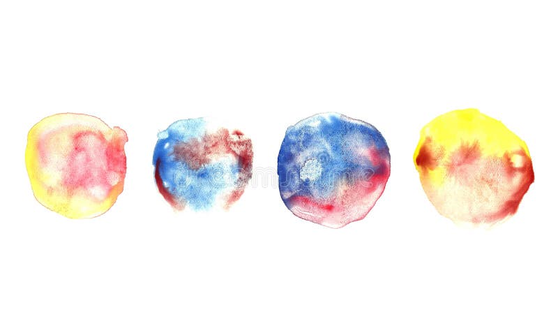 Round Spots of Watercolor in Different Colors on White Background Stock ...