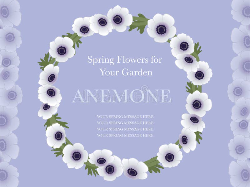 Round Spring Flower Wreath Frame, Vector Illustration. Stock ...