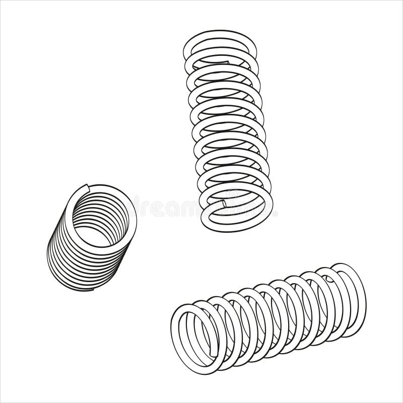 Round Spring Made of Steel Wire Stock Vector - Illustration of compress ...