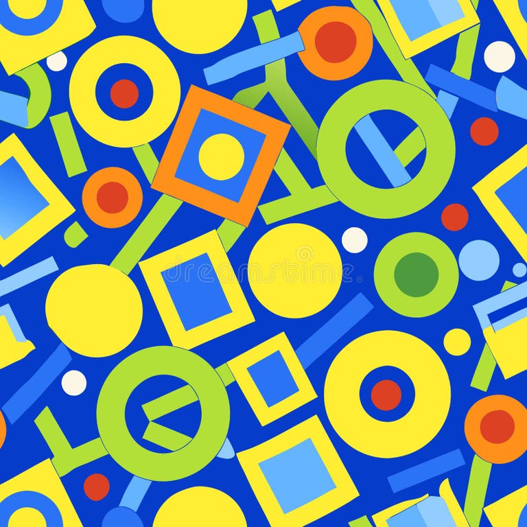 Round and Square Multi-colored Shapes Form a Looping Pattern Stock ...
