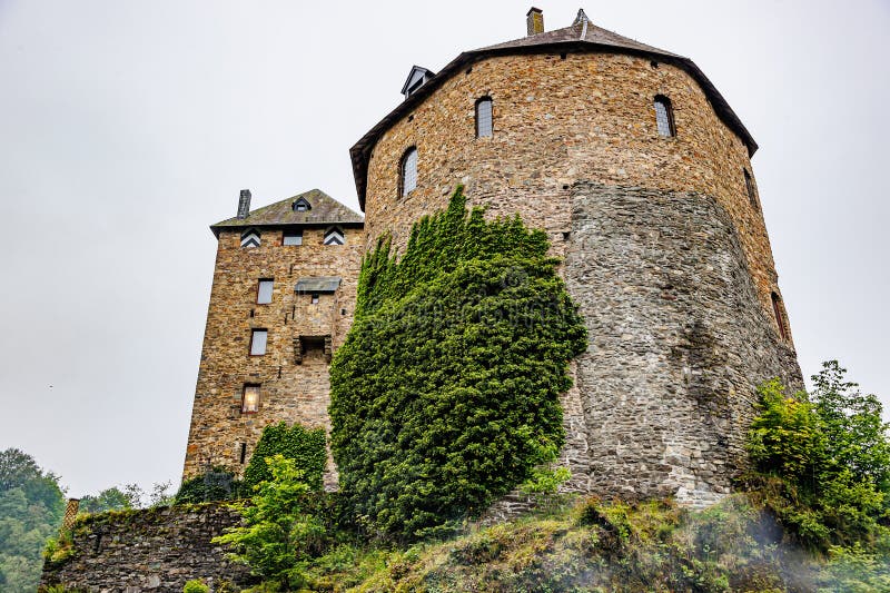 Round and Square Stone Tower with Multiple Windows at Reinhardstein ...