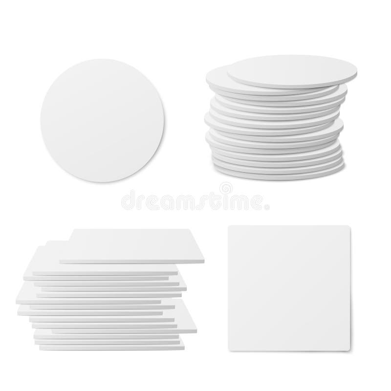 Round and Square Table Coasters Realistic Vector Illustration Isolated ...