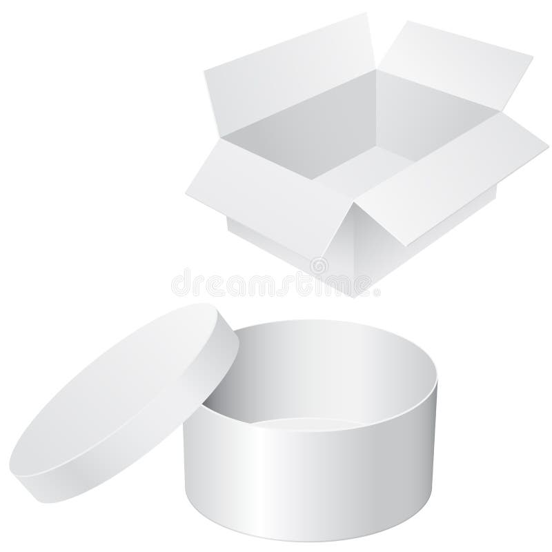 Round And Square White Boxes. Blank Containers Stock Vector ...