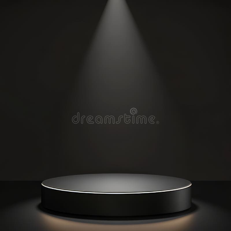Round Stage Podium Illuminated with Spotlight. Award Ceremony Concept ...