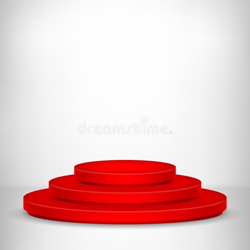 Round Stage Podium. Stage Vector Backdrop. Festive Red Podium Scene for ...