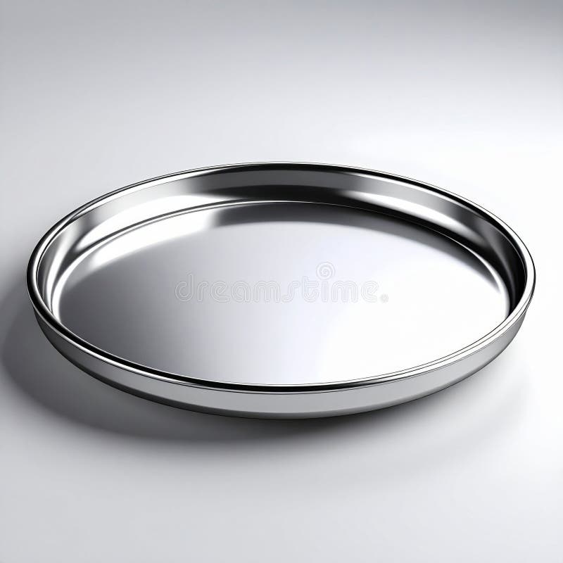 Round Stainless Steel Tray on a Neutral Background Stock Illustration ...