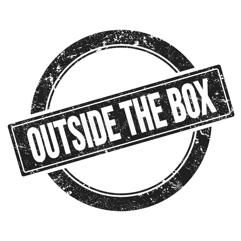 OUTSIDE the BOX Text on Black Round Vintage Stamp Stock Illustration ...