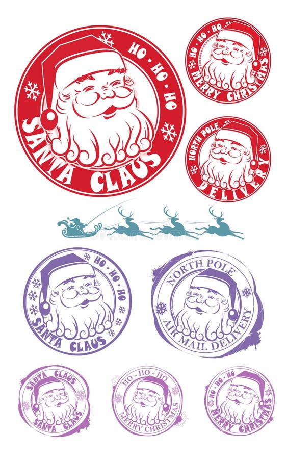 Round Stamp with Santa Claus, Christmas Set, Design Component Stock ...