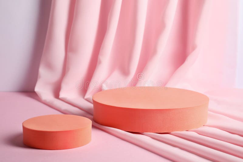 Round Stands on Light Table. Stylish Presentation for Product Stock ...