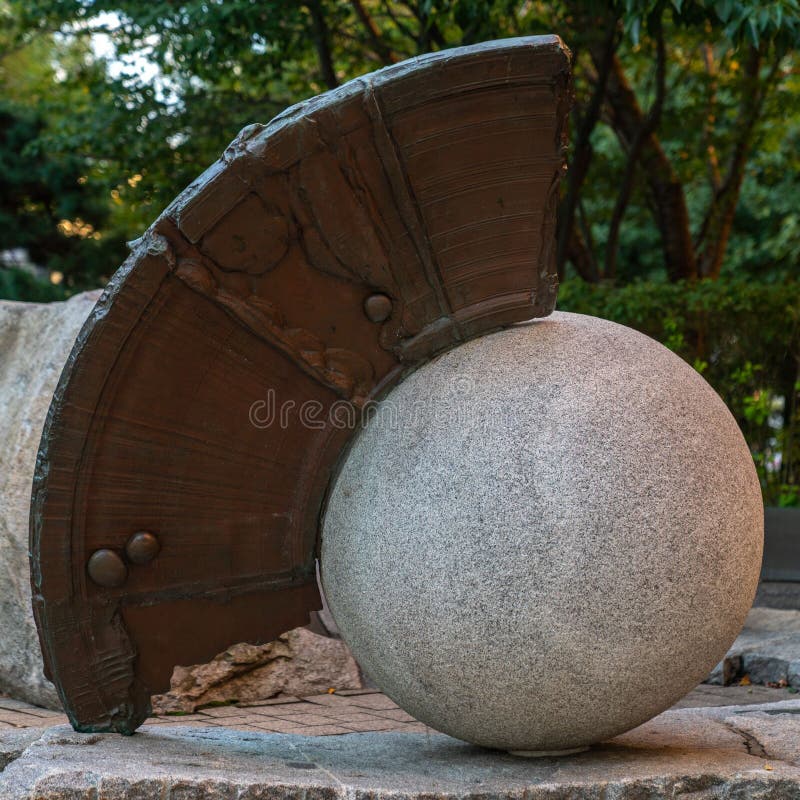 Round Statue in the Park in Bosto Editorial Photo - Image of stony ...