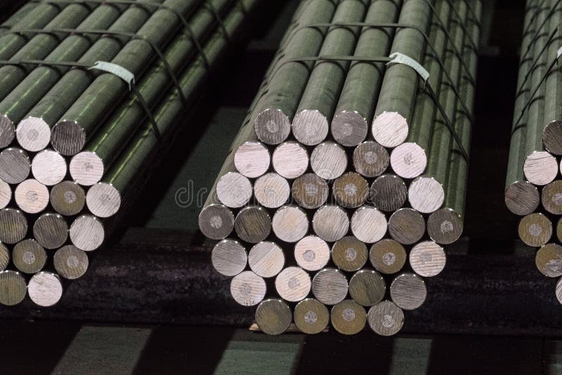 Round Steel Section Rolling Profile in Stacked Stock Photo - Image of ...