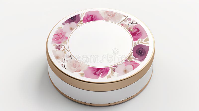 Round Sticker Mockup on a Square Wedding Gift Box Stock Image - Image ...
