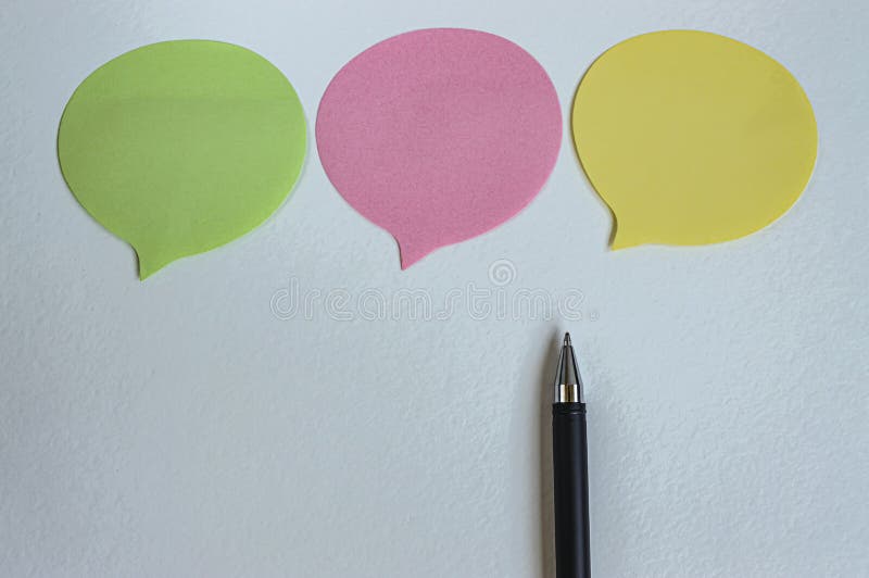 Round Stickers for Notes and Black Pen on White Background Copy Space ...