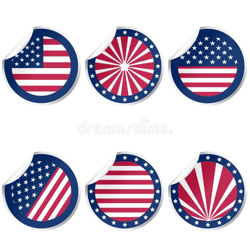 Round Stickers with USA Flag Stock Illustration - Illustration of pride ...