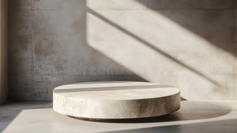 Round Stone Display Platform in Minimalist Setting Stock Illustration ...