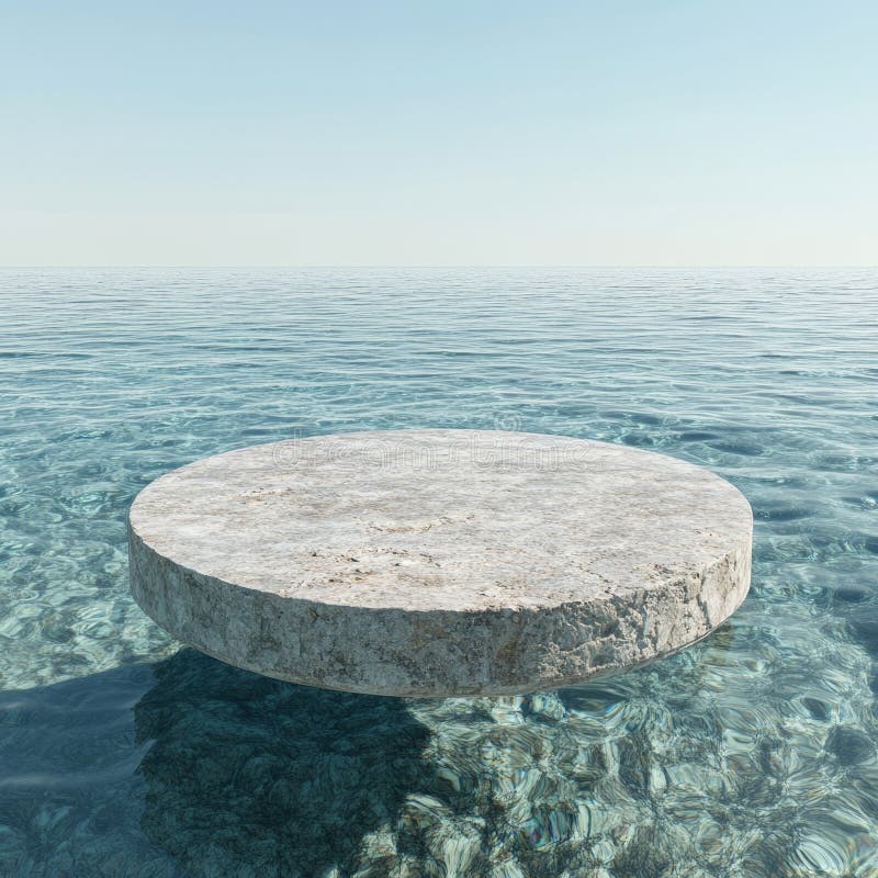 Round Stone Platform in the Sea. 3d Render. Template for Your Design ...