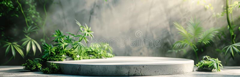 A Round Stone Platform Surrounded by Lush Green Foliage in a Tranquil ...