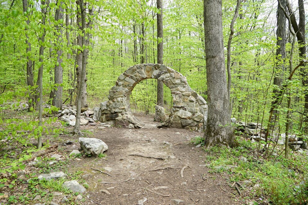 Round Stone Structure in the Woods Stock Photo - Image of hiking ...