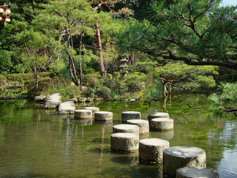 Round Stones in a Park in Tokyo Stock Photo - Image of pagoda, moss ...
