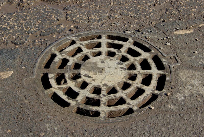A Round Storm Water Inlet on a Street Stock Photo - Image of drain ...