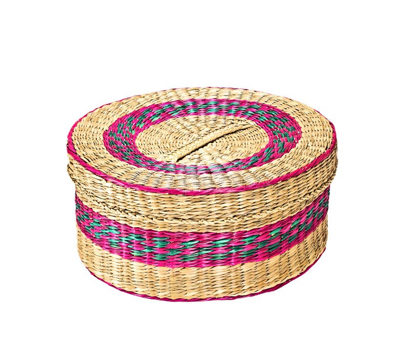 Round straw box with lid stock photo. Image of souvenir - 66524874