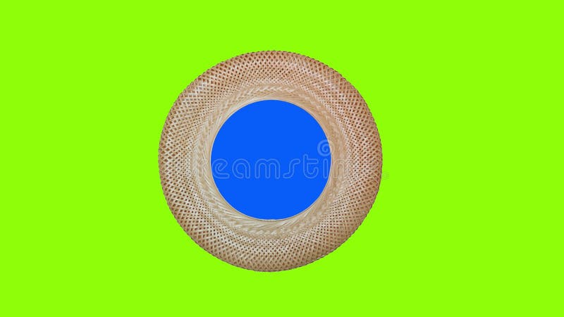 Round Straw Frame Zooming on Green Screen Stock Footage - Video of ...