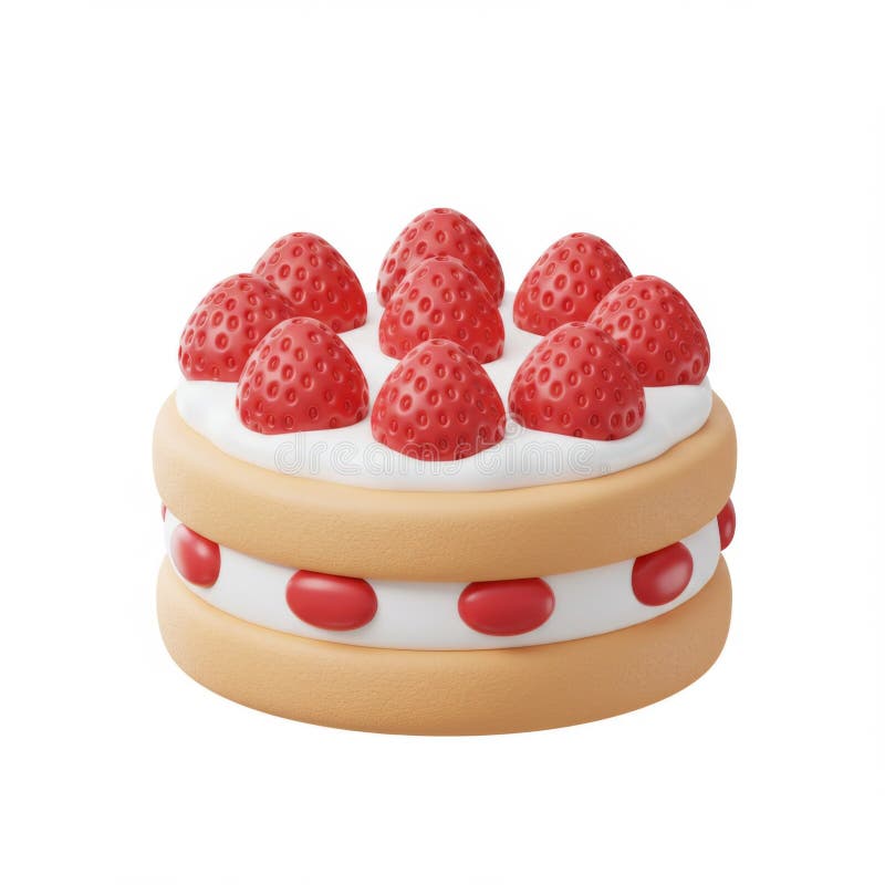 Round Strawberry Shortcake with Whipped Cream Stock Illustration ...