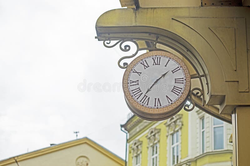 Round Street Clock in the Old Part of the City. Daylight Saving Time ...